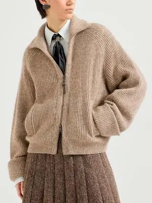 Brunello Cucinelli Rubbed Cardigan With Monili