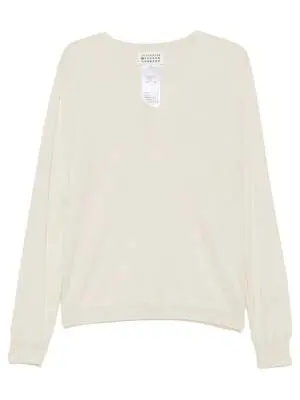 MAISON MARGIELA Maglia In Cotone Con Scollo A V - Multicolor