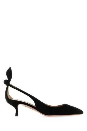 AQUAZZURA Suede Bow Tie 50 Pumps - Black