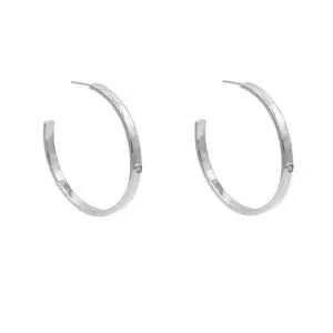 CIER Diamond Classic Hoop Earrings - Silver
