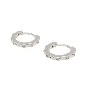 CIER Diamond Huggie Hoops - Silver