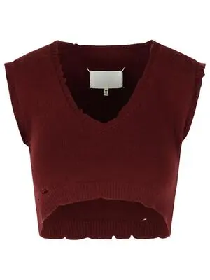 MAISON MARGIELA Burgundy Virgin Wool Vest - Multicolor