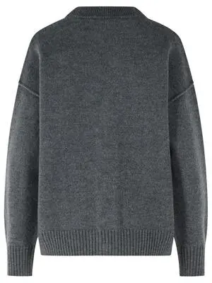 AMI Paris De Cœur' Grey Wool Cardigan