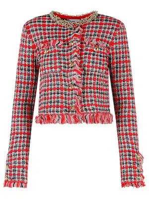 SELF-PORTRAIT Cotton Blend Jacket - Red
