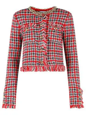 SELF-PORTRAIT Cotton Blend Jacket - Red