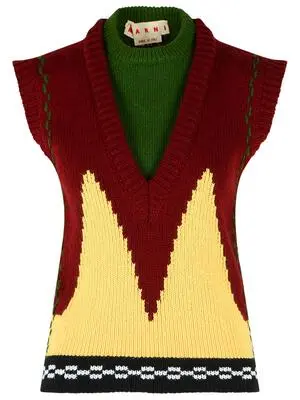 Marni Marni Brown Wool Vest Women Multicolor