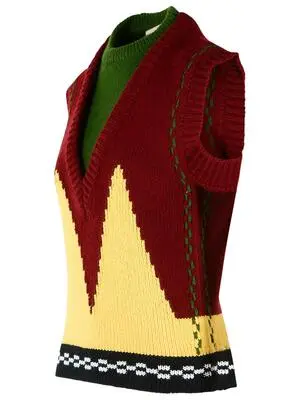 Marni Brown Wool Vest - Multicolor