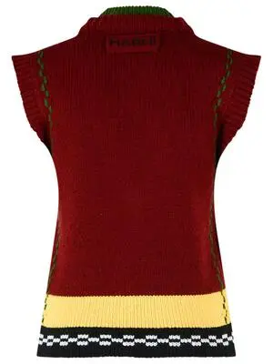 Marni Brown Wool Vest - Multicolor