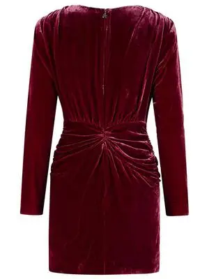 ROTATE BY BIRGER CHRISTENSEN Burgundy Silk Velvet Mini Dress