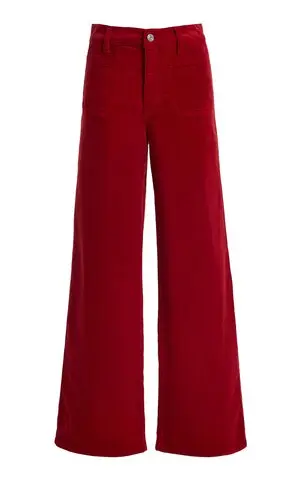 FRAME Le Slim Corduroy Mid-rise Modernist Palazzo Jeans Red