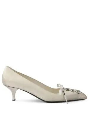 Prada Décolleté In Pelle Effetto Anticato - White