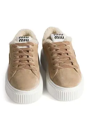 Miu Miu Sneakers In Pelle Scamosciata E Montone