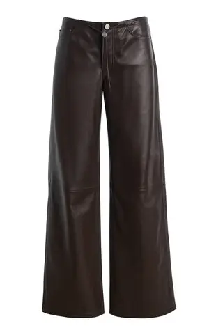 STILL HERE Cool Low-rise Leather Wide-leg Pants