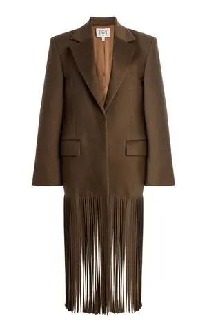 TWP Mattie Fringed Cashmere Coat - Brown