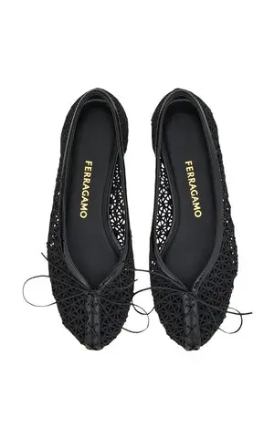 FERRAGAMO Sammy Lace Ballet Flats - Black