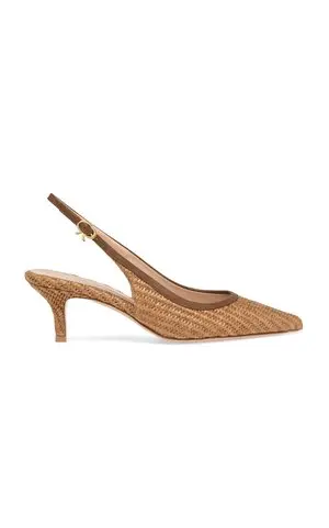 GIANVITO ROSSI Minorca Raffia And Leather Slingback - Brown
