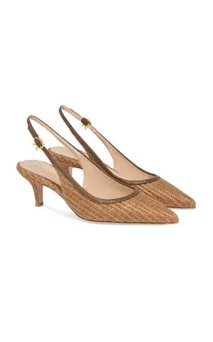 GIANVITO ROSSI Minorca Raffia And Leather Slingback
