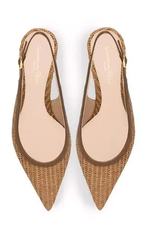 GIANVITO ROSSI Minorca Raffia And Leather Slingback