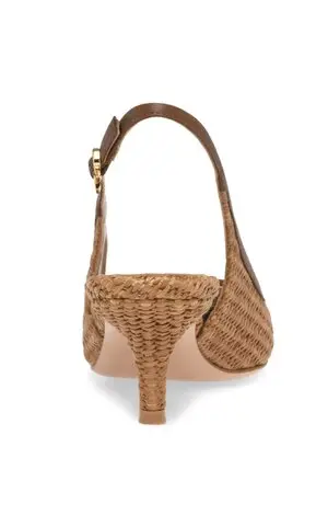 GIANVITO ROSSI Minorca Raffia And Leather Slingback
