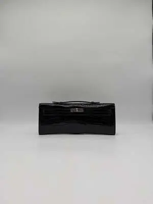 Hermès Kelly Cut Shiny Porosus Palladium Hardware