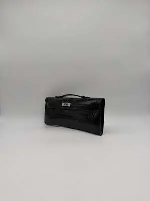 Hermès Kelly Cut Shiny Porosus Palladium Hardware