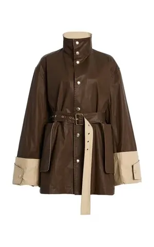 Ossou Asha Belted Cotton Coat - Brown
