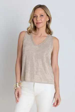 THE NOLI SHOP Brielle Crystal Tank - Beige