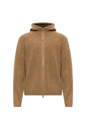Moncler Wool Cardigan With Hood - Brown