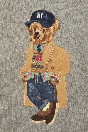 Polo Ralph Lauren Wool Blend Novelty Heritage Bear Crewneck Sweater - Grey Combo