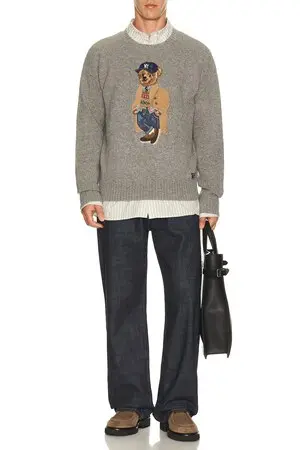 Polo Ralph Lauren Wool Blend Novelty Heritage Bear Crewneck Sweater