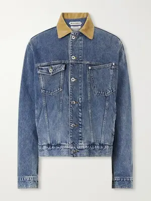 JW Anderson Corduroy-trimmed Denim Jacket - Blue