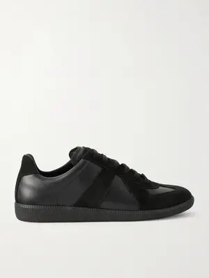MAISON MARGIELA Replica Leather And Suede Sneakers - Black