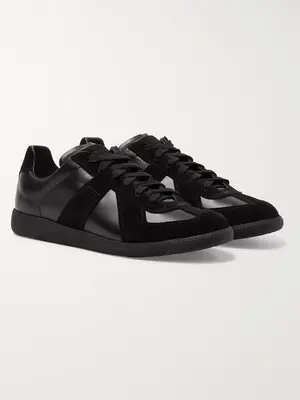 MAISON MARGIELA Replica Leather And Suede Sneakers - Black