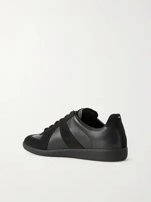 MAISON MARGIELA Replica Leather And Suede Sneakers - Black