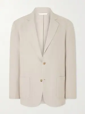 De Bonne Facture Writer's Unstructured Linen Suit Jacket - Neutrals