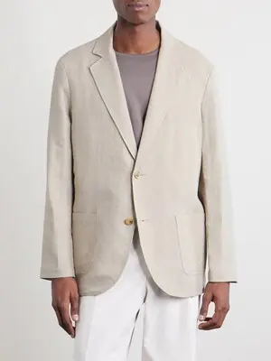 De Bonne Facture Writer's Unstructured Linen Suit Jacket