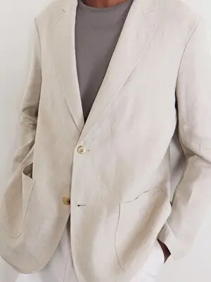 De Bonne Facture Writer's Unstructured Linen Suit Jacket