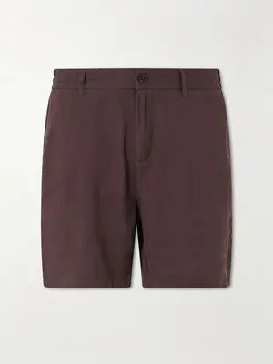 Onia Straight-leg Linen-blend Shorts - Brown
