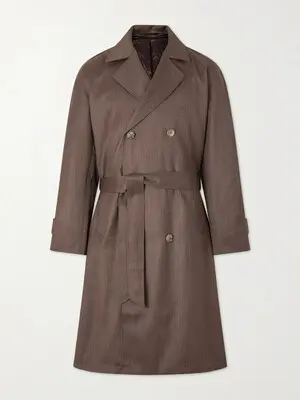 De Bonne Facture Grandad Double-breasted Wool And Cotton-blend Coat