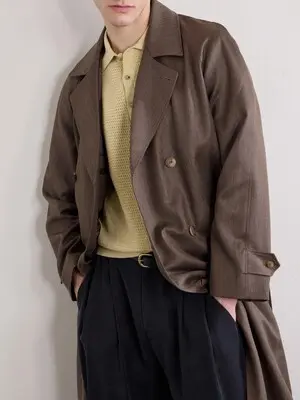 De Bonne Facture Grandad Double-breasted Wool And Cotton-blend Coat