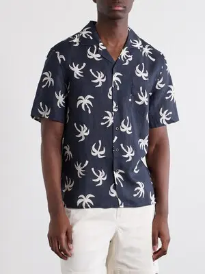 Onia Camp-collar Printed Linen And Lyocell-blend Shirt
