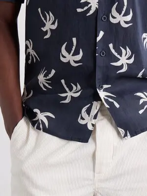 Onia Camp-collar Printed Linen And Lyocell-blend Shirt