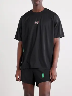 DISTRICT VISION Logo-print Perforated Recycled-jersey T-shirt