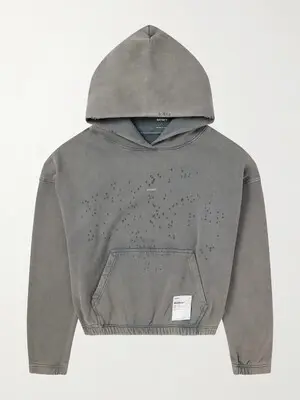 Satisfy Logo-print Distressed Cotton-jersey Hoodie - Gray