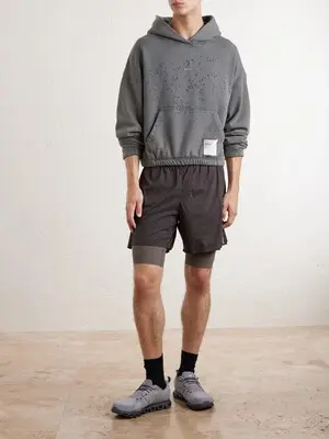 Satisfy Logo-print Distressed Cotton-jersey Hoodie