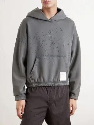 Satisfy Logo-print Distressed Cotton-jersey Hoodie