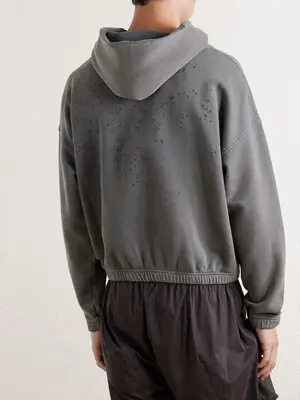 Satisfy Logo-print Distressed Cotton-jersey Hoodie
