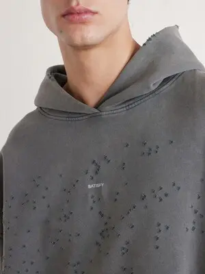 Satisfy Logo-print Distressed Cotton-jersey Hoodie