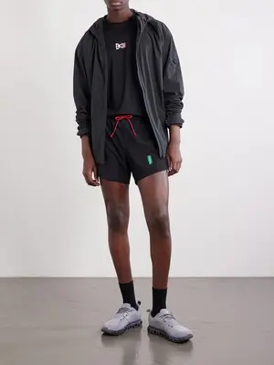 DISTRICT VISION Straight-leg Logo-print 5" Stretch-jersey Running Shorts - Black