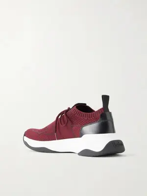 Berluti Shadow Leather-trimmed Stretch-knit Sneakers